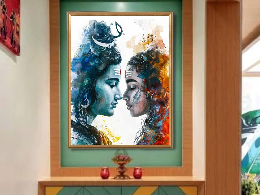 Shiva Shakti ,pooja Room Decor, Indian Wall Art, Shiva Shakti Poster ...