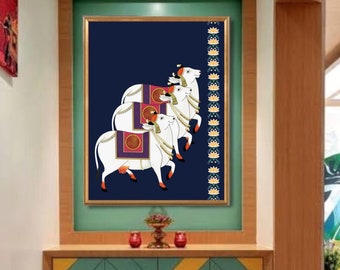 Indian Pichwai High Resolution Print, Pichhwai Cow Print With Lotus ...