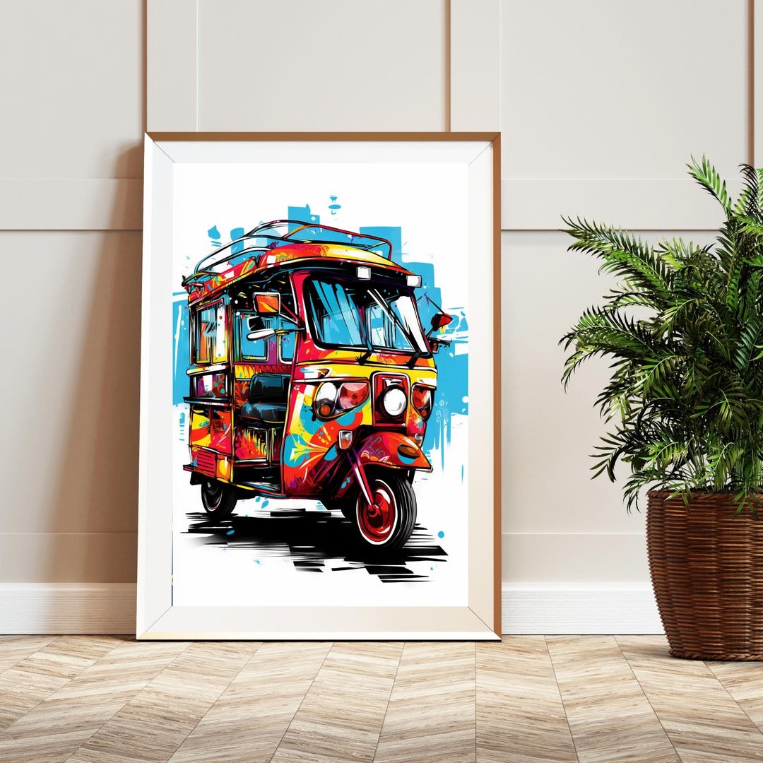 Desi Wall Art Indian Print Poster Bollywood, Mumbai Auto Rickshaw ...