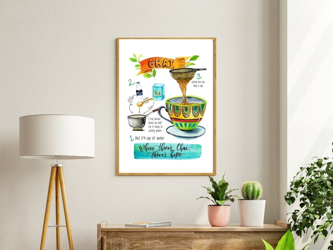 Chai Poster, Indian Tea Print, Kitchen Wall Art, Cafe Print, Asian ...