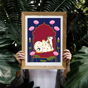 Indian Pichwai High Resolution Print, Pichhwai Cow Print With Lotus ...