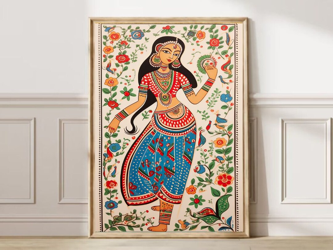 Madhubani Painting , Indian Wall Art Print, Indian Painting, Indian ...