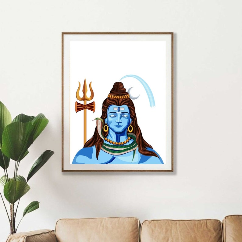 Lord Shiva Art Print, Shiva Wall Art, Hindu God Art, Hindu Artwork ...