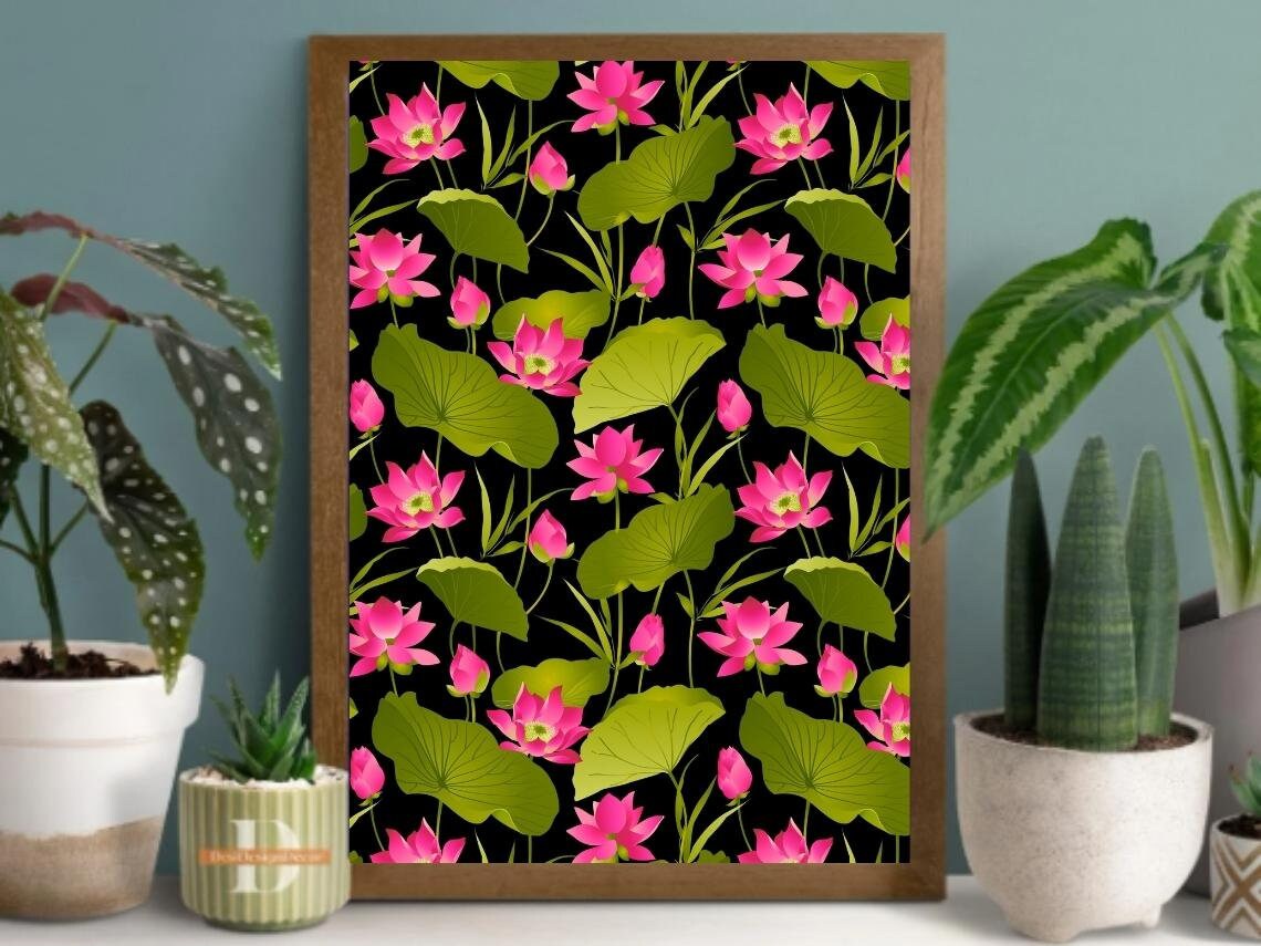 Lotus Flower Print, Pichwai Painting ,lotus Flower Poster, Indian Art ...
