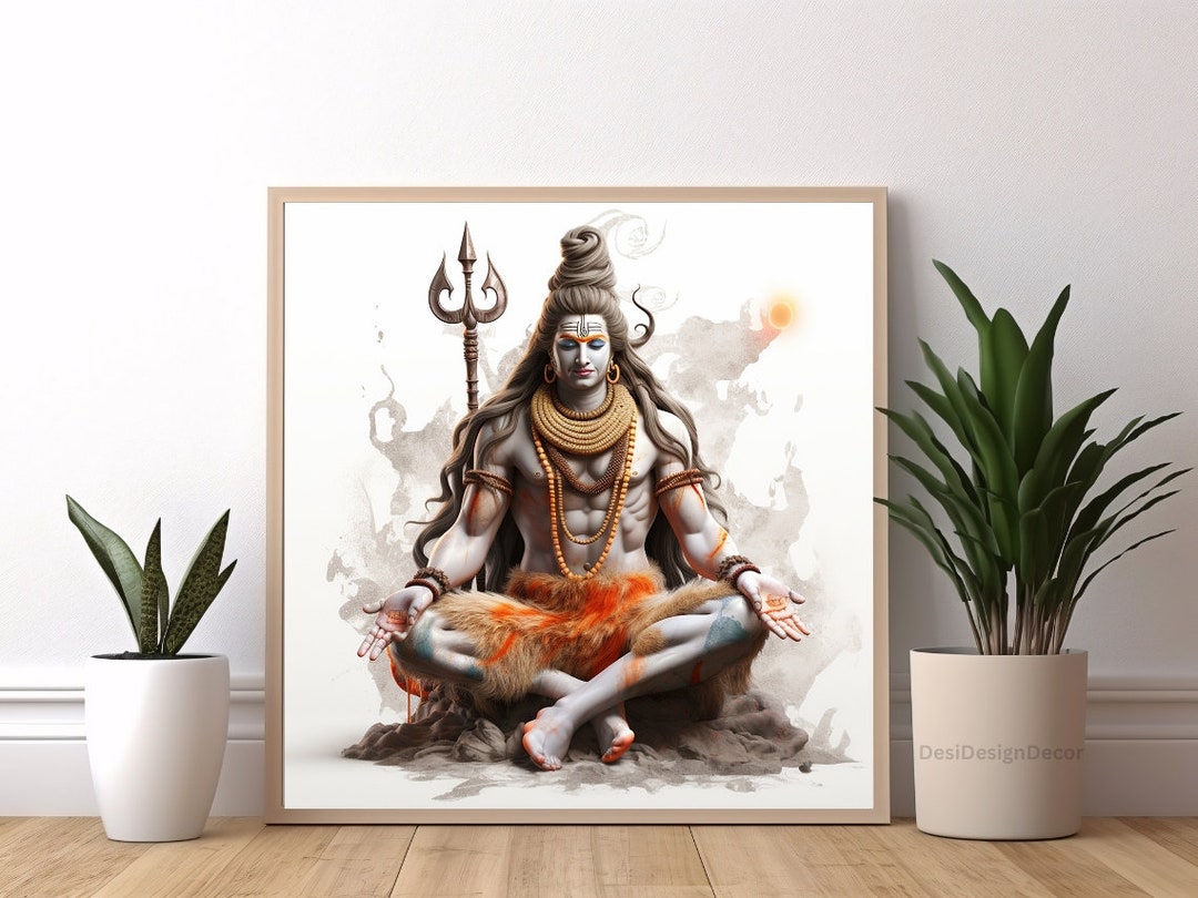 Lord Shiva Print, Shiva Wall Art, Indian God Wall Art, Hindu Wall Art ...