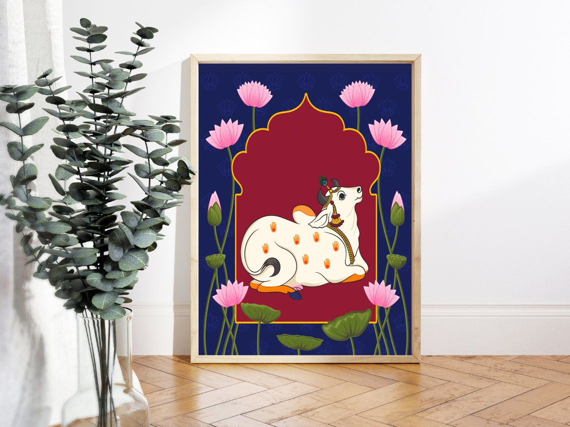 Indian Pichwai ,set of 2,high Resolution Print, Pichhwai Cow Print With ...