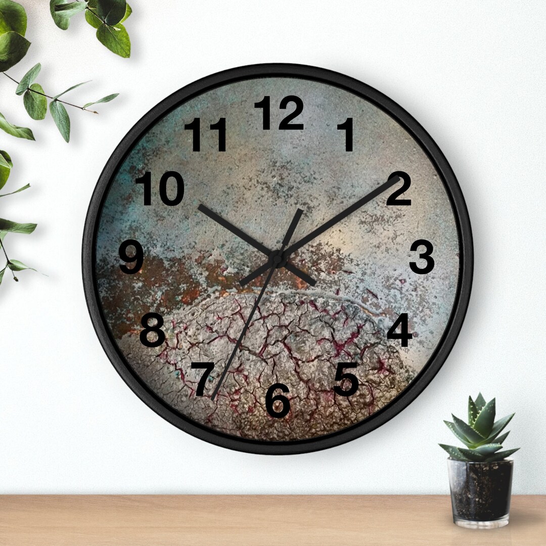 Wall Clock With Numbers Abstract Art Moon Unique Clock Unique Wall ...