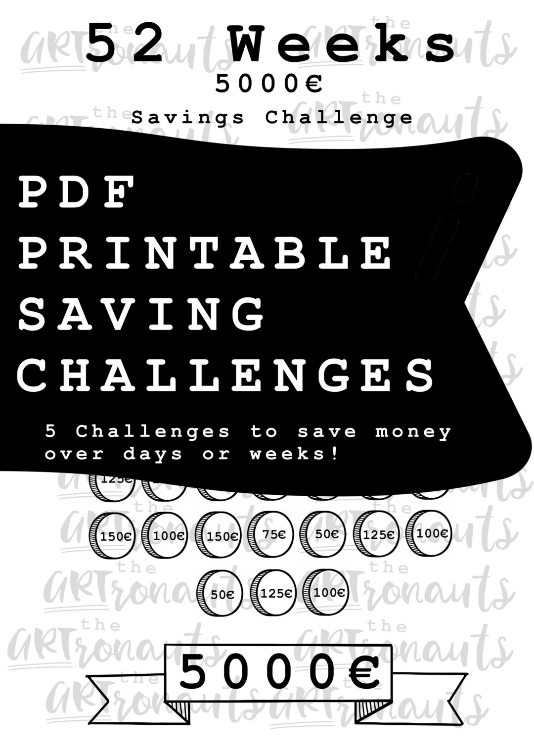 Saving Challenges PDF Printables / 5 Challenges to Save Your Money Over ...