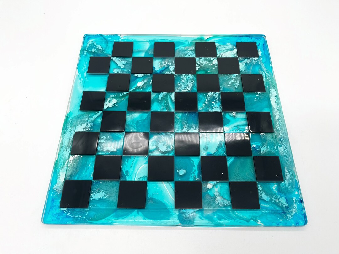 Blue/black Checkerboard Made of Epoxy Resin in Petri Look. - Etsy