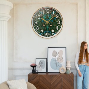 William Morris Flower Clock, Retro Plant Wall Clock, Nordic Style Home ...