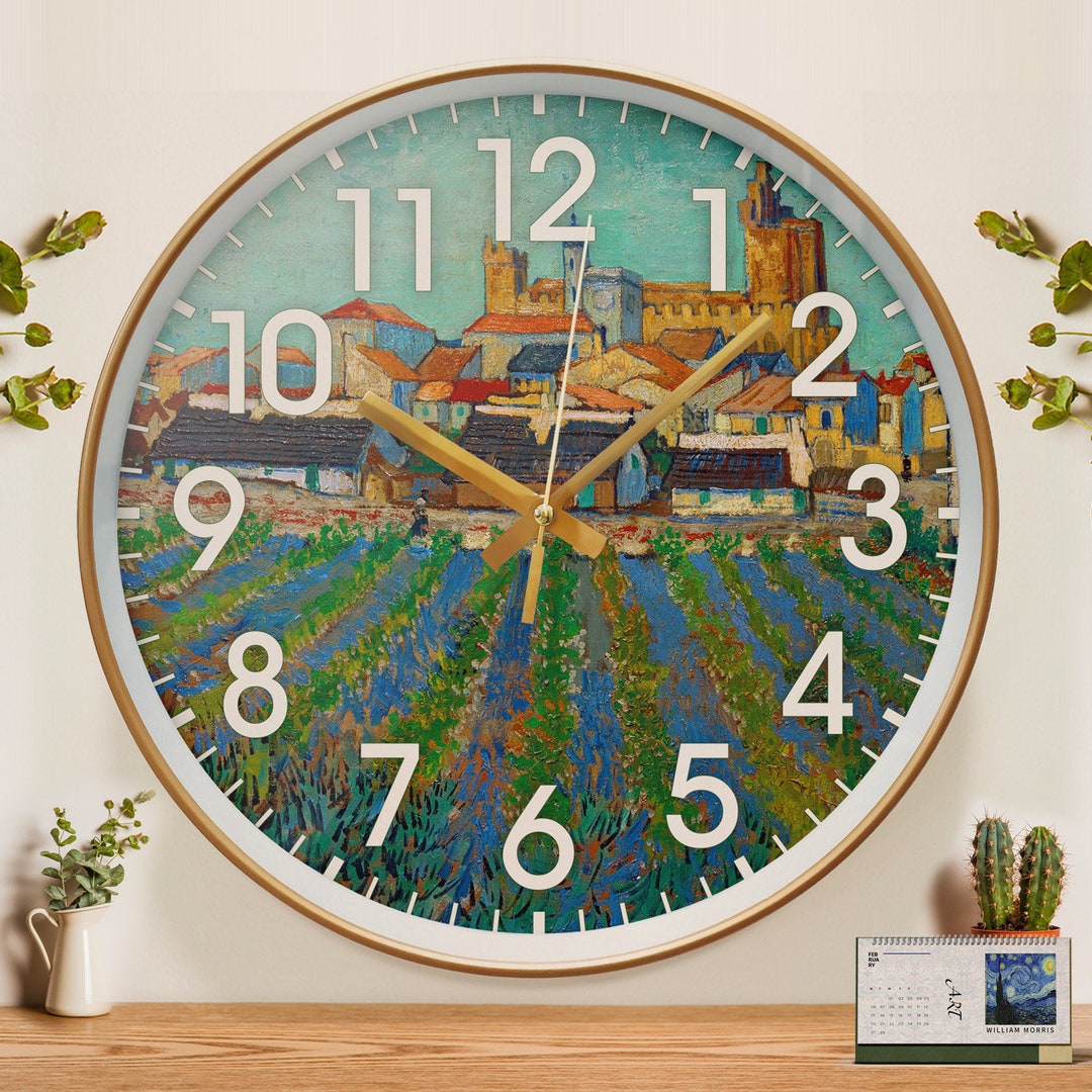 Van Gogh Wall Clock, Country View Circular Clock, Van Gogh Art Deco ...