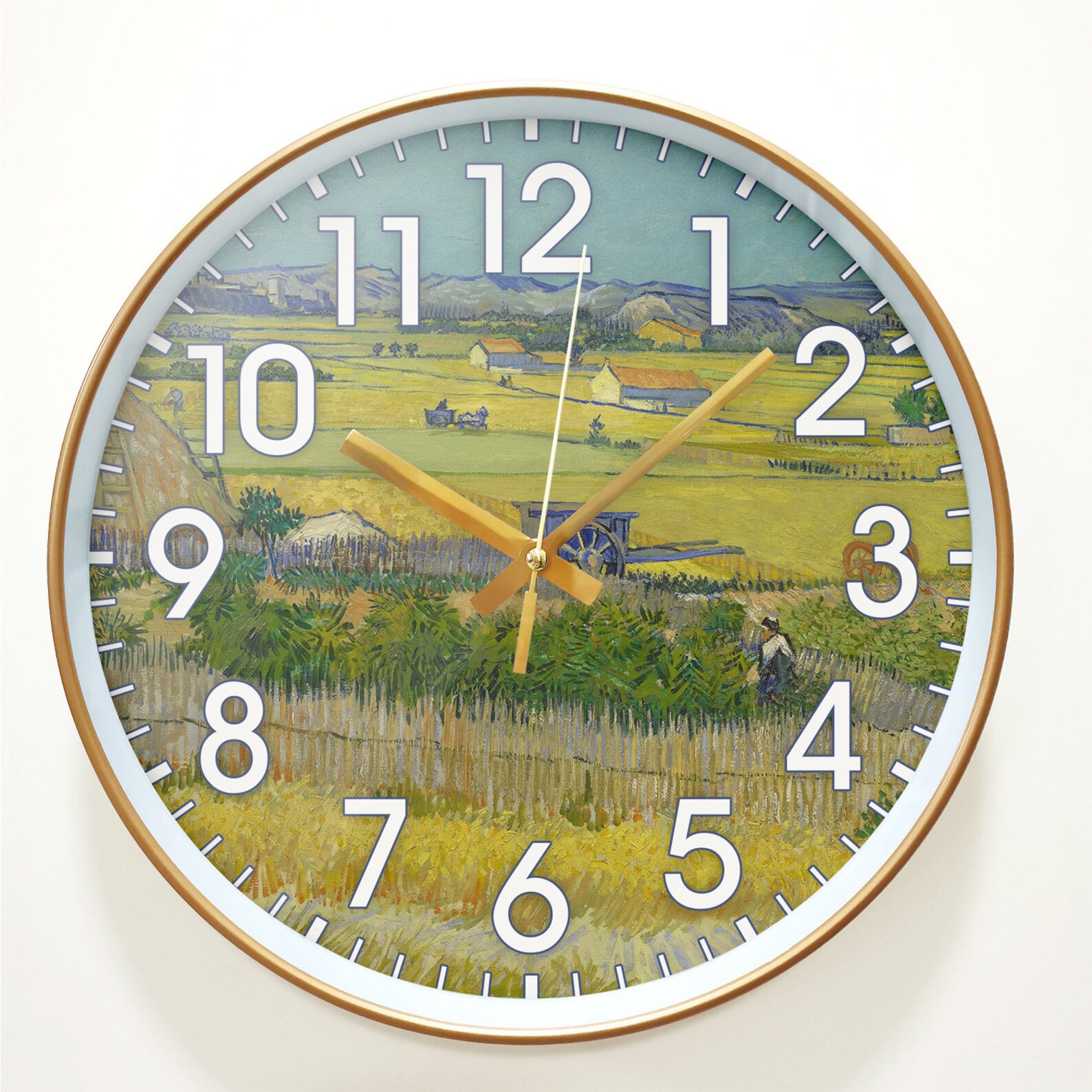 Van Gogh Oil Painting Clock, Rural Landscape Wall Clock, Retro Home ...