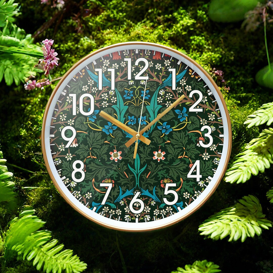 William Morris Clock, Arabic Numeric Silent Clock, Retro Plant Wall ...