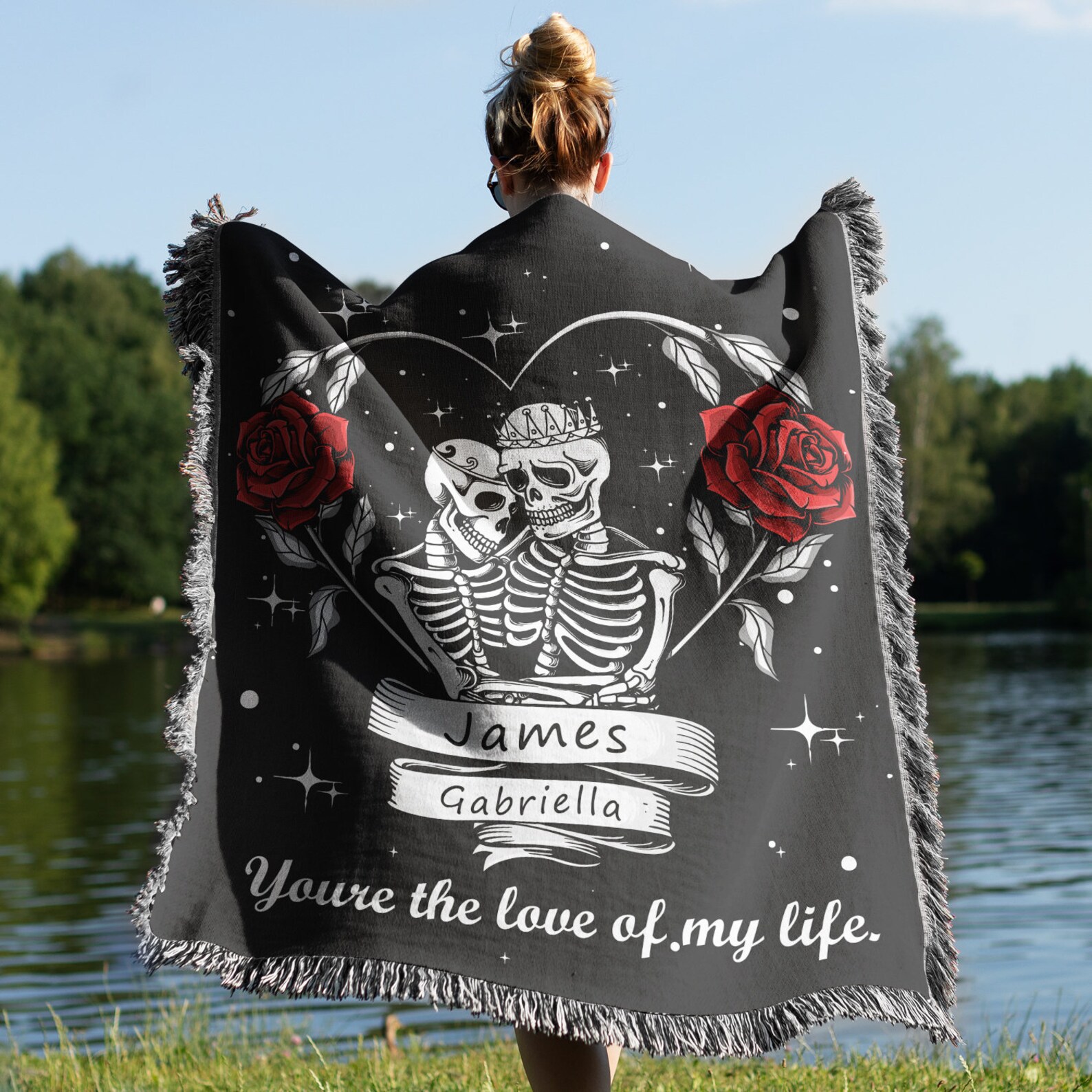 Human Skeleton Bedroom Woven Throw Blanketvalentine's Day Giftcustom ...