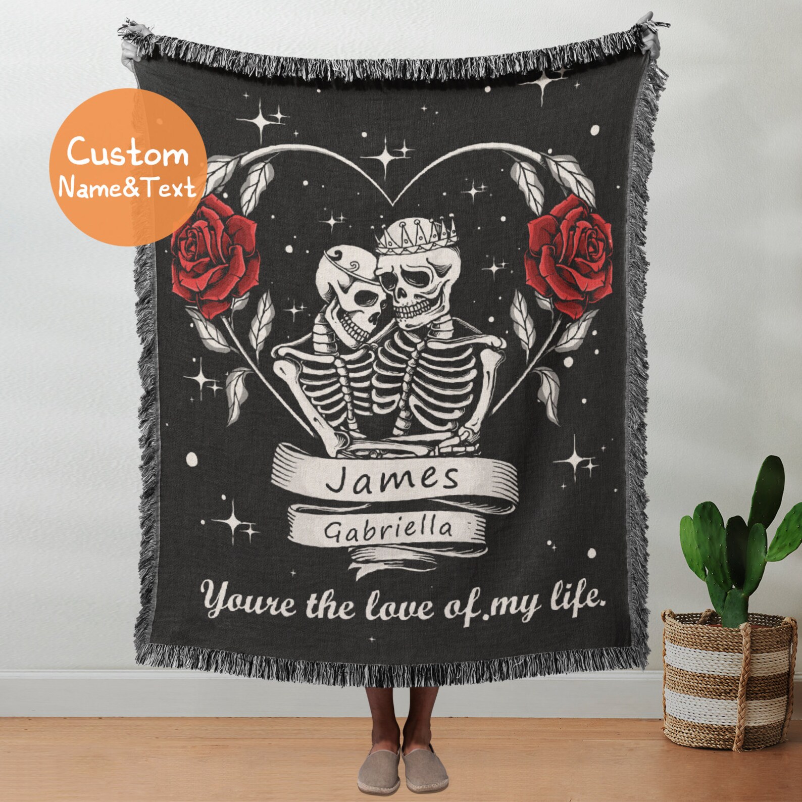 Human Skeleton Bedroom Woven Throw Blanketvalentine's Day Giftcustom ...