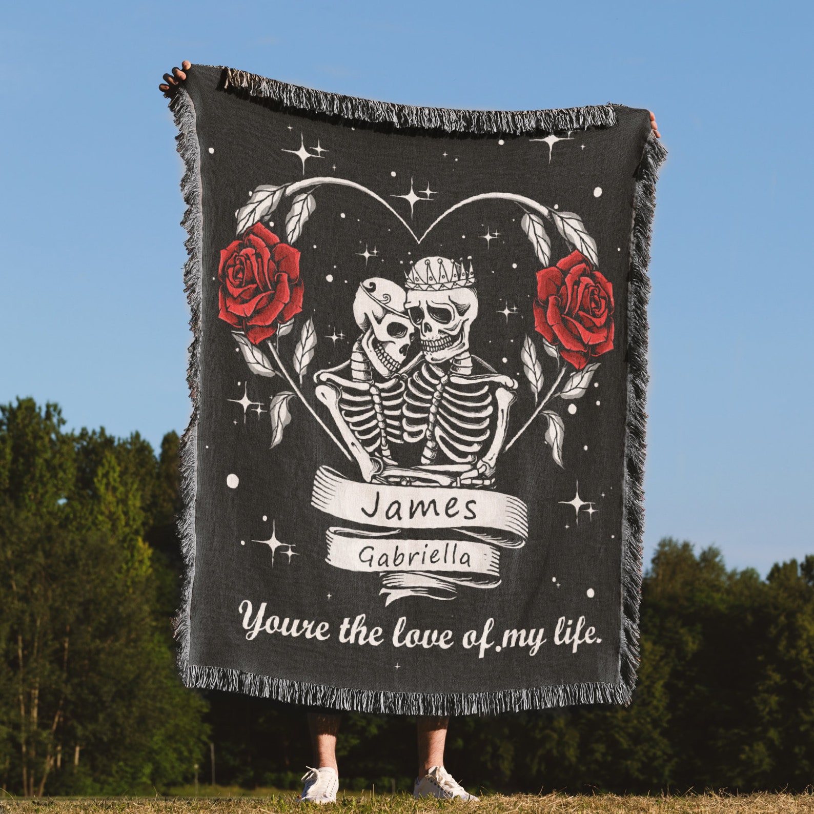 Human Skeleton Bedroom Woven Throw Blanketvalentine's Day Giftcustom ...