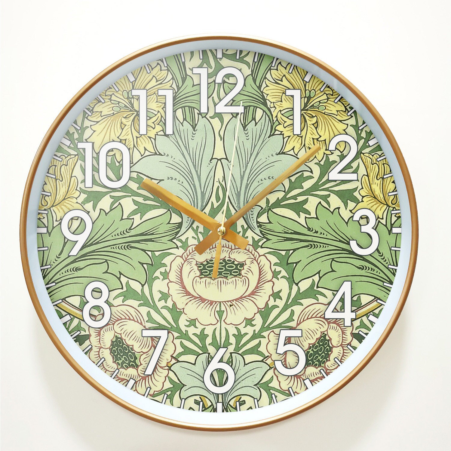 William Morris Clock, Arabic Numeric Silent Clock, Retro Plant Wall ...