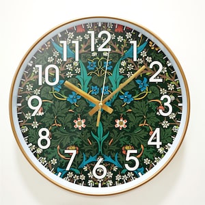 William Morris Flower Clock, Retro Plant Wall Clock, Nordic Style Home ...