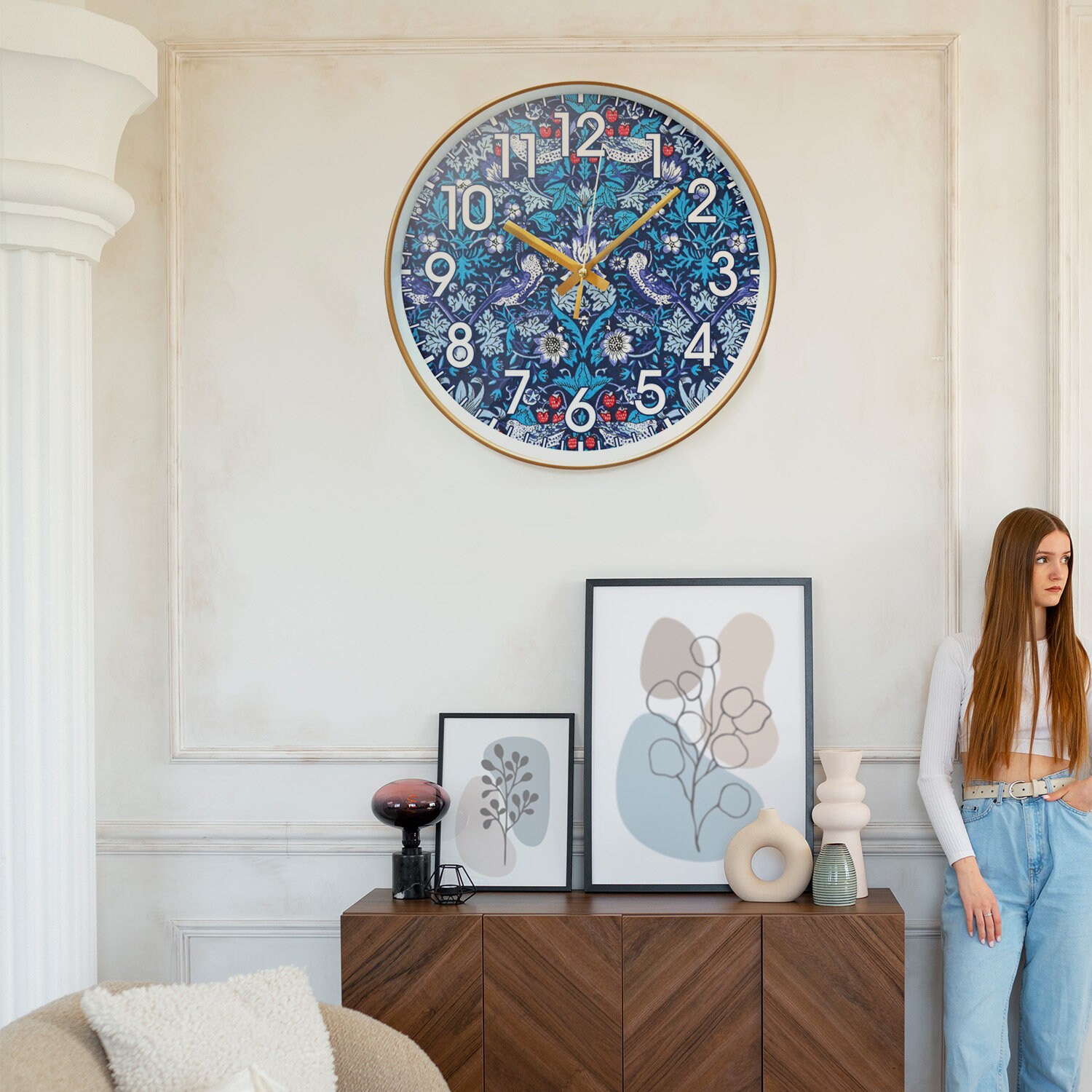 William Morris Strawberry Thief Clock Retro Plants and Bird - Etsy