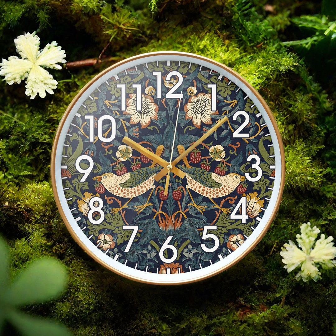 Strawberry Thief Silent Clock, William Morris Wall Clock, Modern Art ...