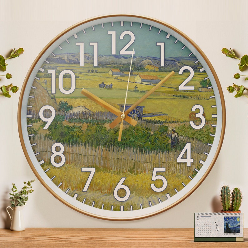 Van Gogh Oil Painting Clock, Rural Landscape Wall Clock, Retro Home ...