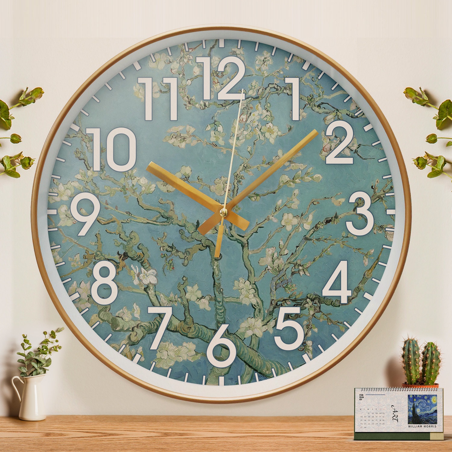 Van Gogh Clock Art, Bedroom Silent Clock, Apricot Bloom by Van Gogh ...