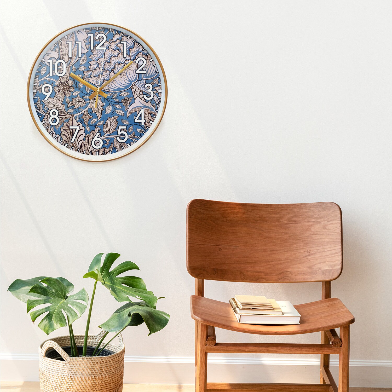 William Morris Clock, Retro Blue Flower Wall Clock, Morris Art Silent ...