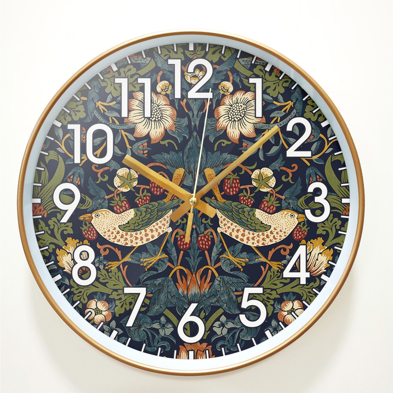 William Morris Wall Clock, Retro Flower Silent Clock, Morris Art Green ...