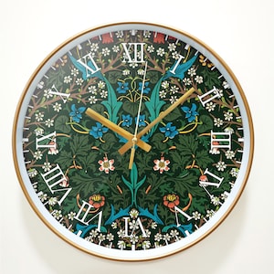 William Morris Flower Clock, Retro Plant Wall Clock, Nordic Style Home ...