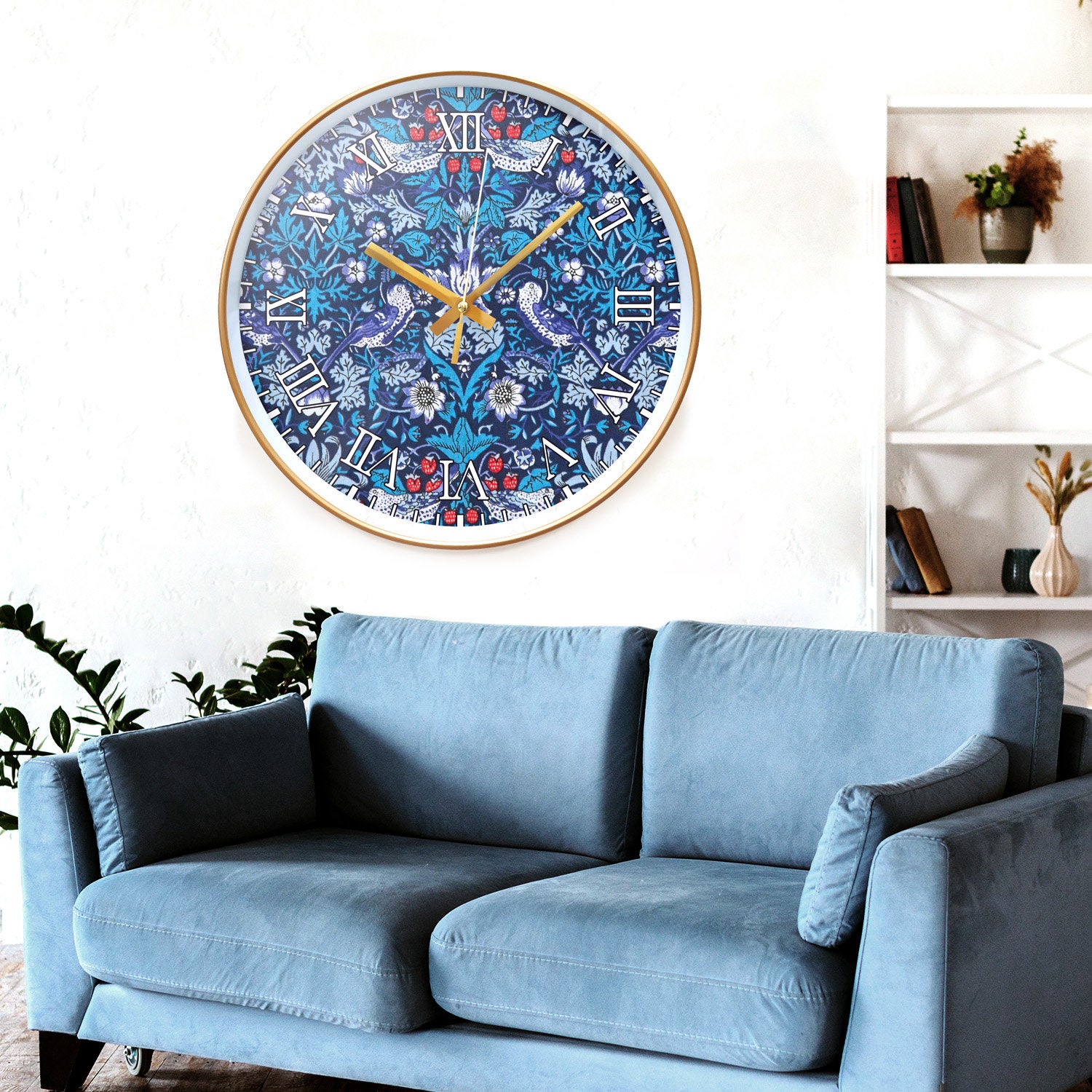 William Morris Strawberry Thief Clock Retro Plants and Bird - Etsy