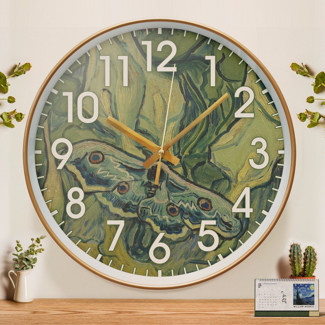 Van Gogh Wall Clock, Butterfly Art Silent Clock, Round Quartz Clock ...