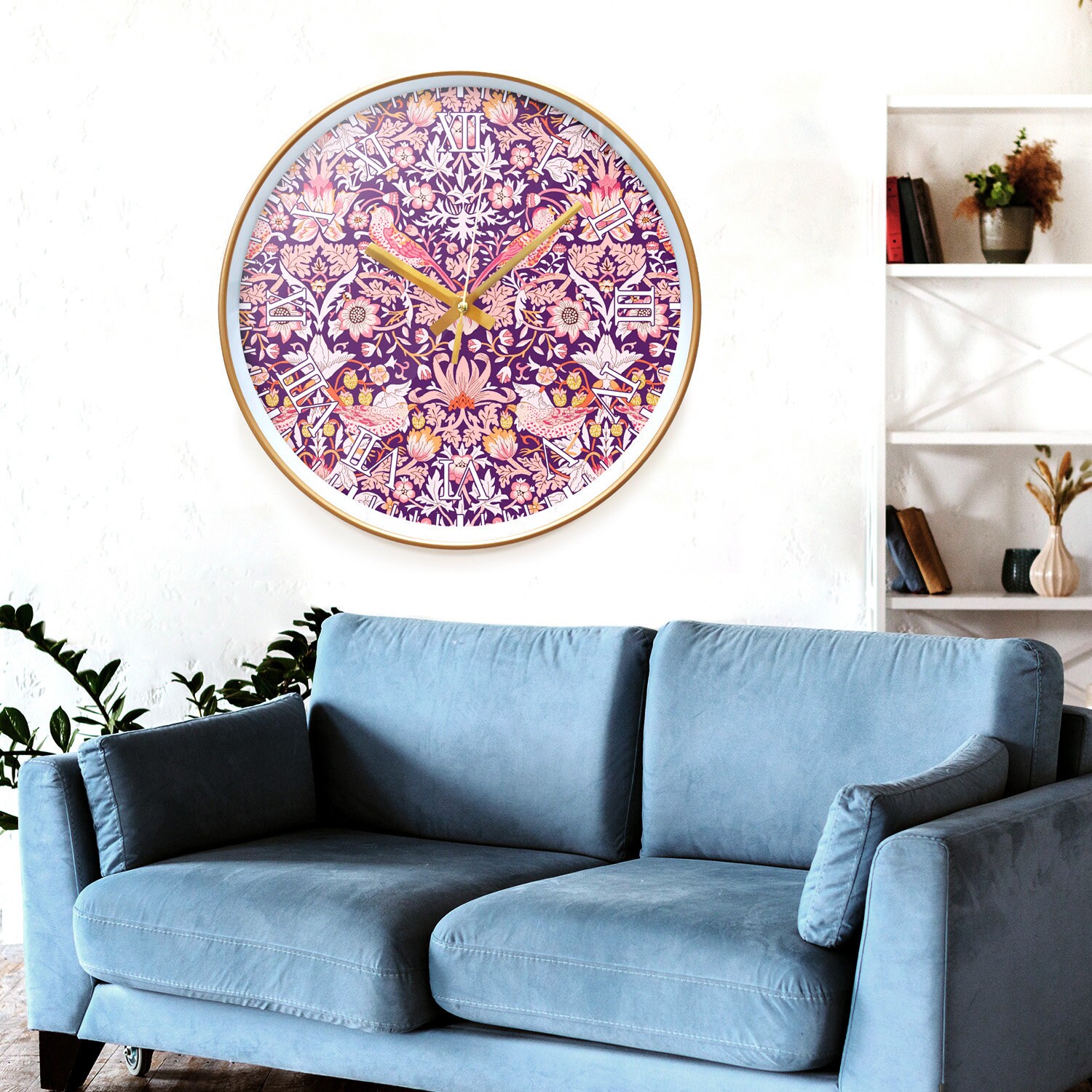 William Morris Art Clock, Strawberry Thief Vintage Clock, Nordic Style ...