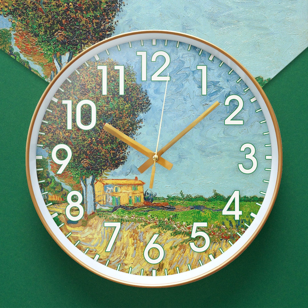 Van Gogh Wall Clock, Field Painting Silent Clock, Retro Clock, Van Gogh ...