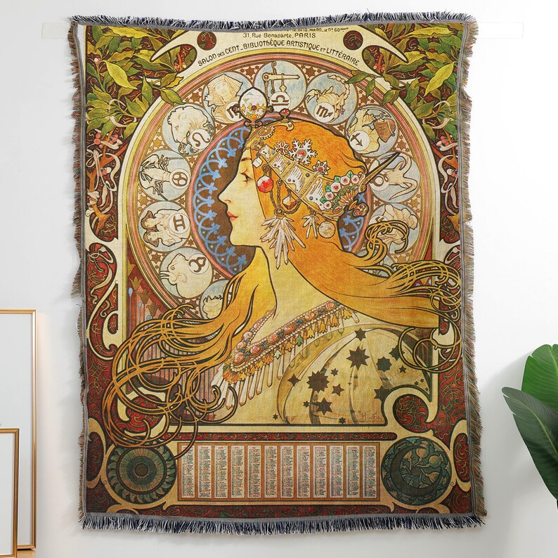 Alfons Mucha Art Nouveau Large Dorm Tapestry|artistic Girl Woven ...