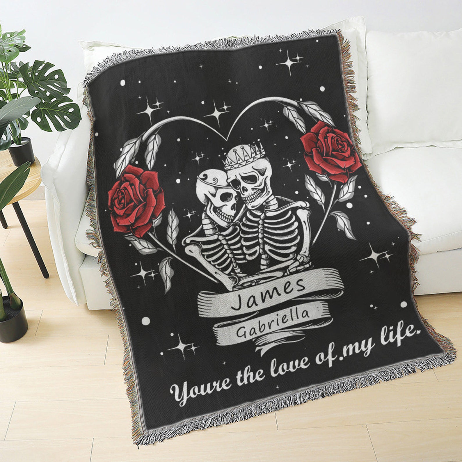 Human Skeleton Bedroom Woven Throw Blanketvalentine's Day Giftcustom ...