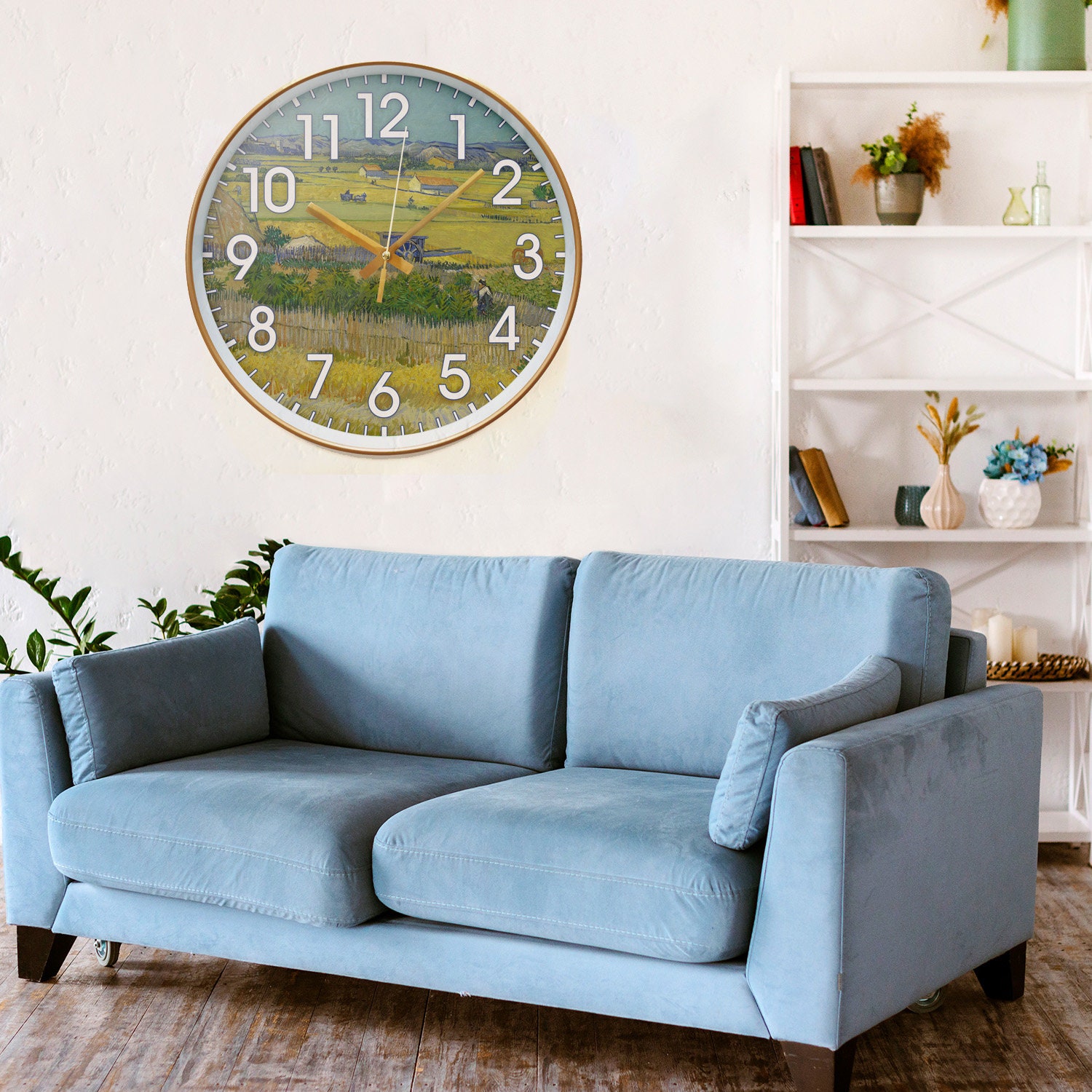 Van Gogh Oil Painting Clock, Rural Landscape Wall Clock, Retro Home ...
