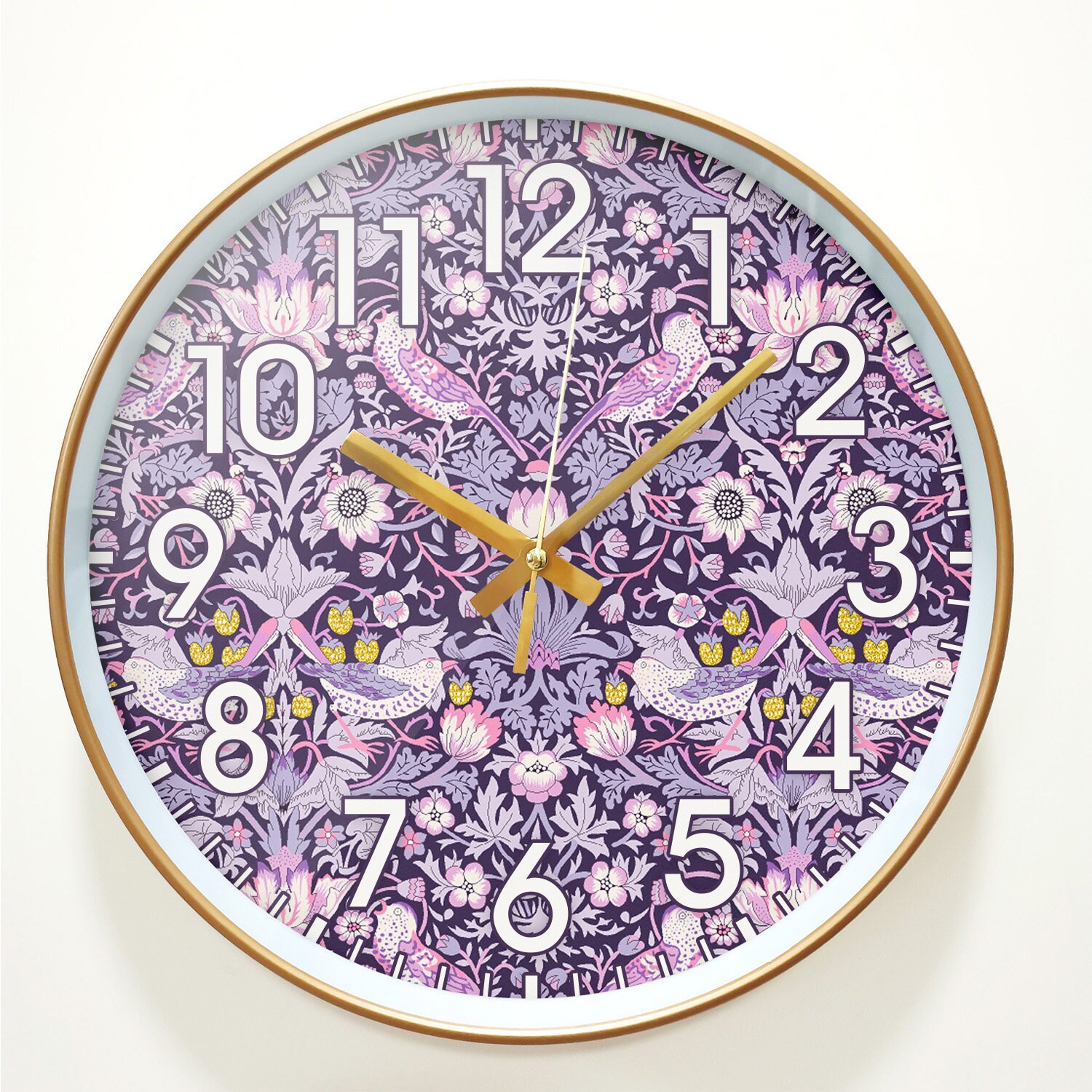 Strawberry Thief Wall Clock, William Morris Art Clock, Modern Mute ...
