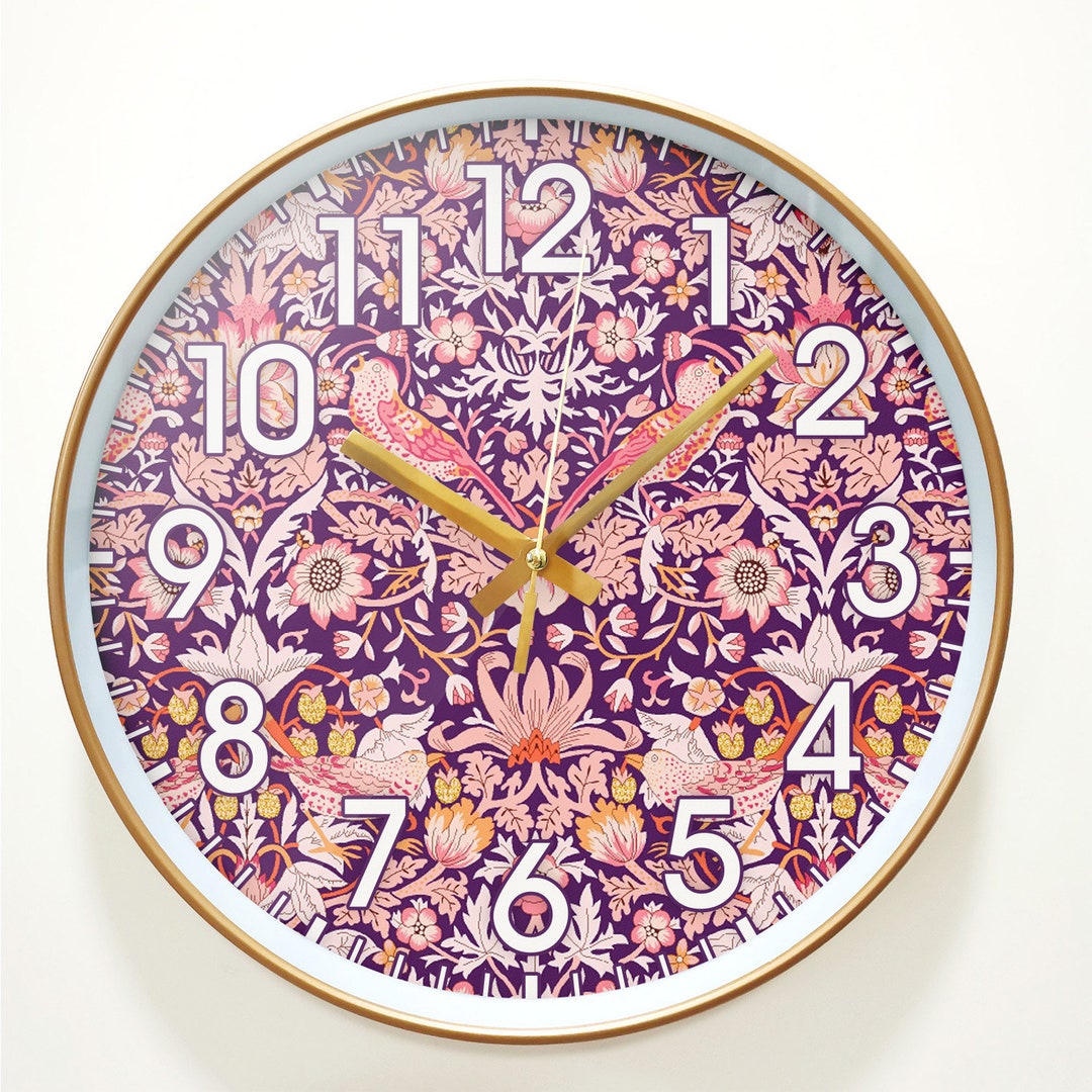 William Morris Art Clock, Strawberry Thief Vintage Clock, Nordic Style ...