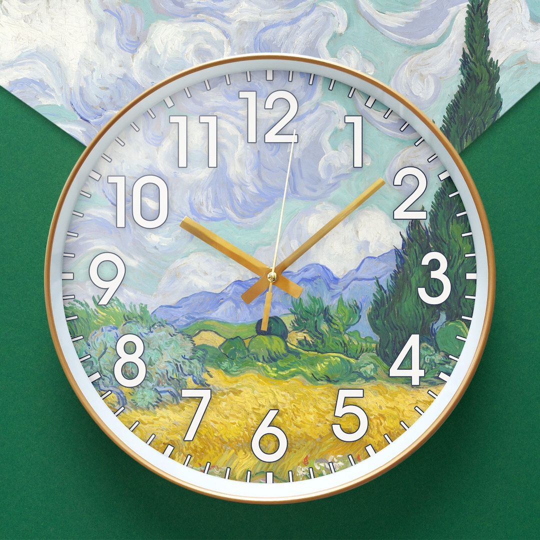 Van Gogh Art Clock, Retro Silent Wall Clock, Landscape Clock Wall ...