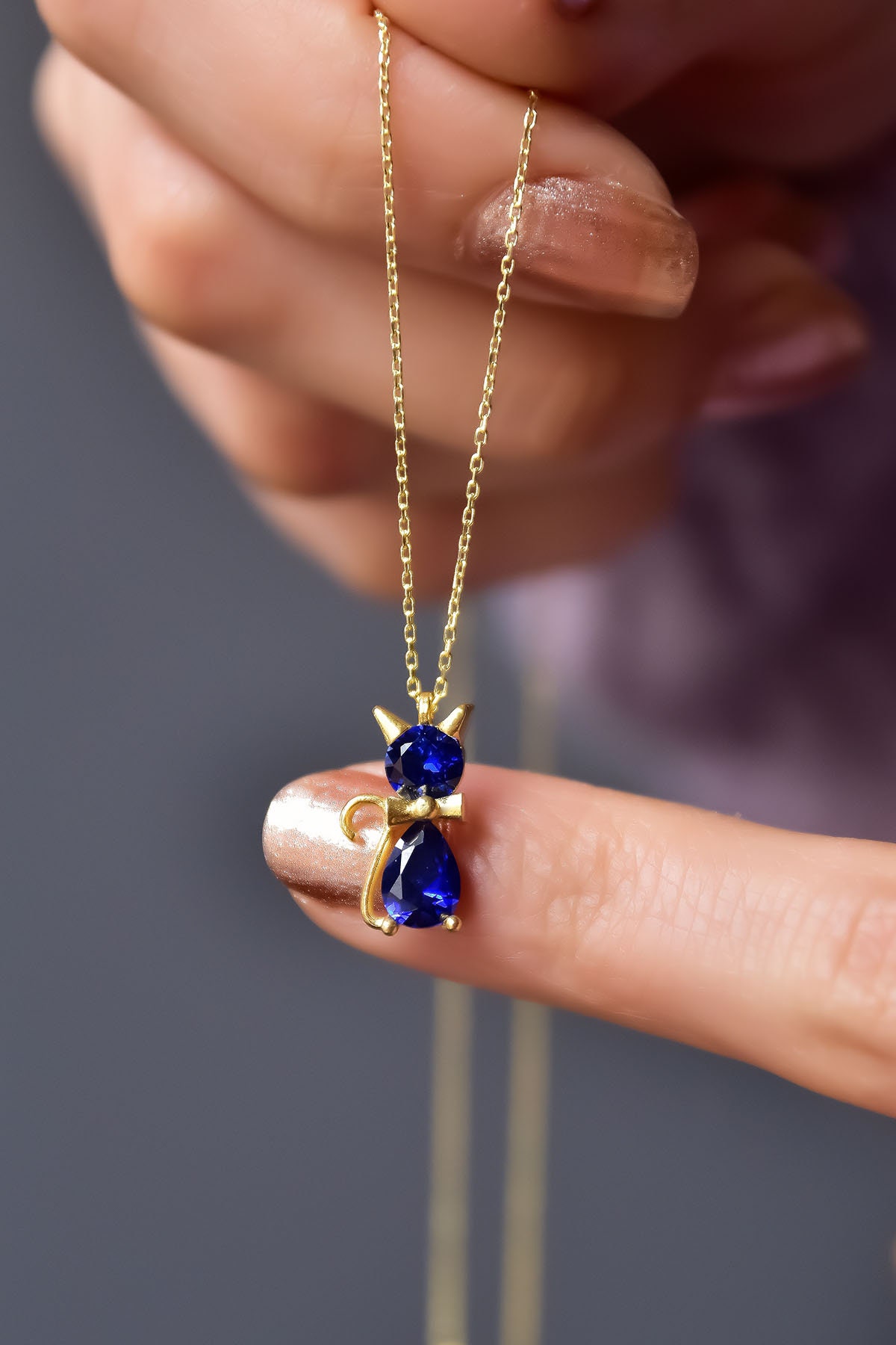 Cat Necklace With Birth Stone,cat Necklace, Personalized Cat Necklace ...