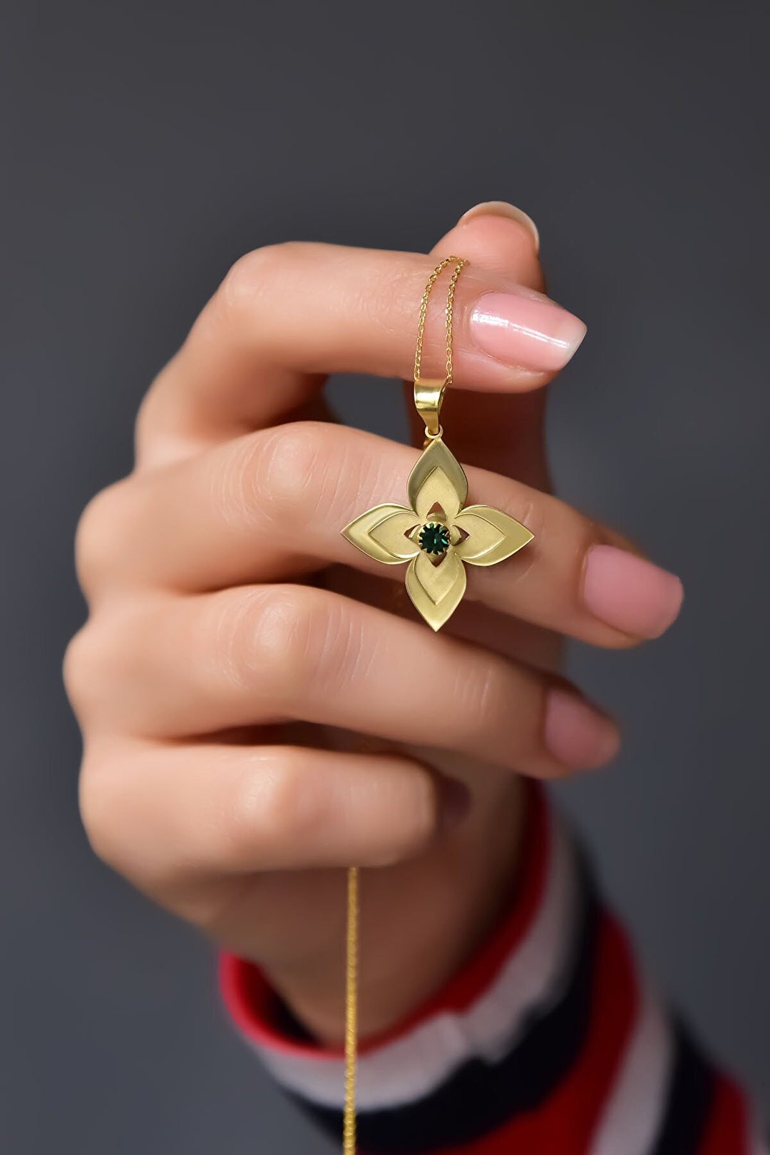 Birthstone Lily Flower Necklace flower Necklace Gold Lily Flower ...