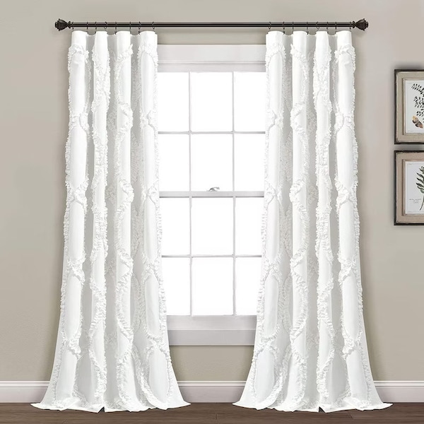 White Ruffle Curtain - Etsy