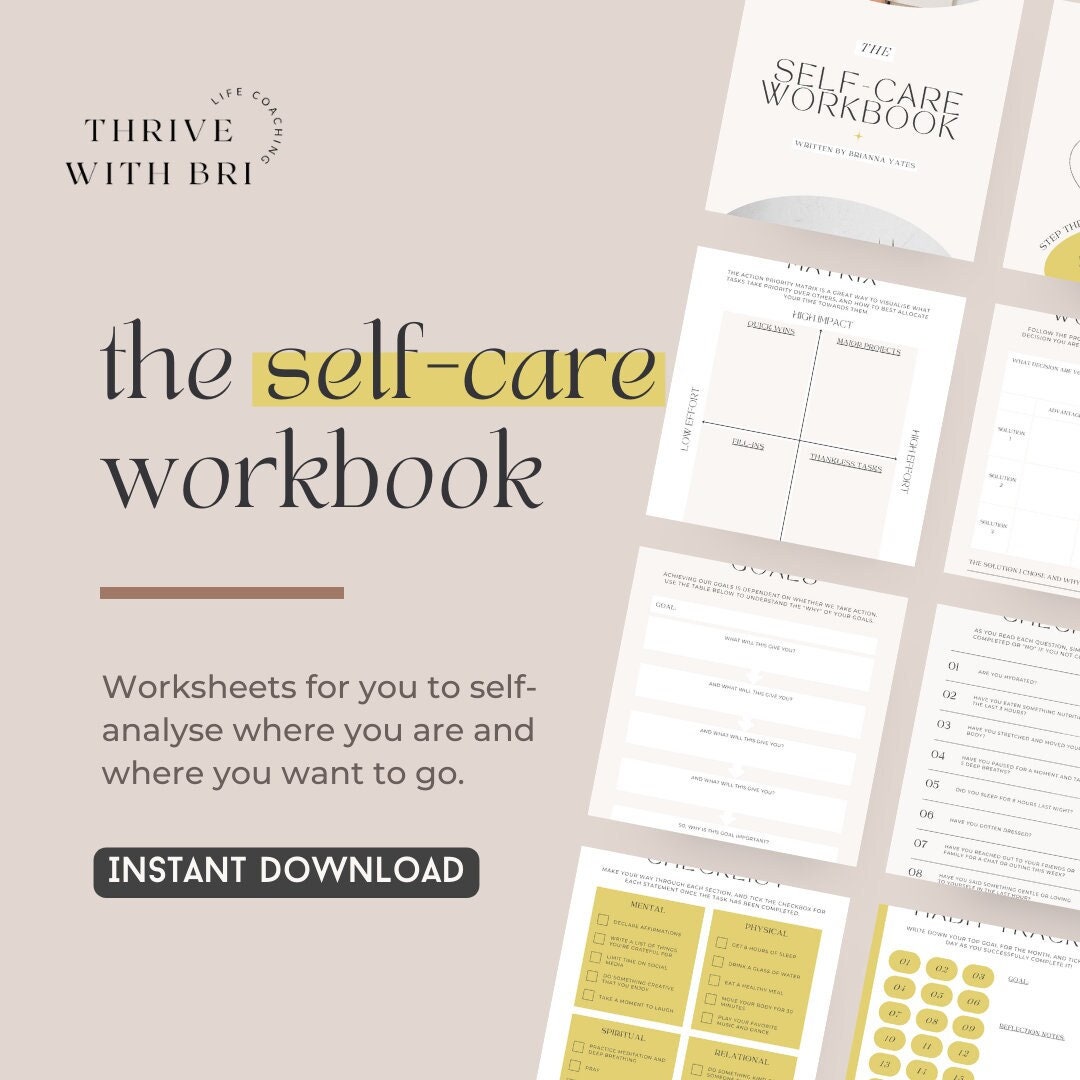 The Self-care Workbook | Health & Wellness Worksheets | Instant ...