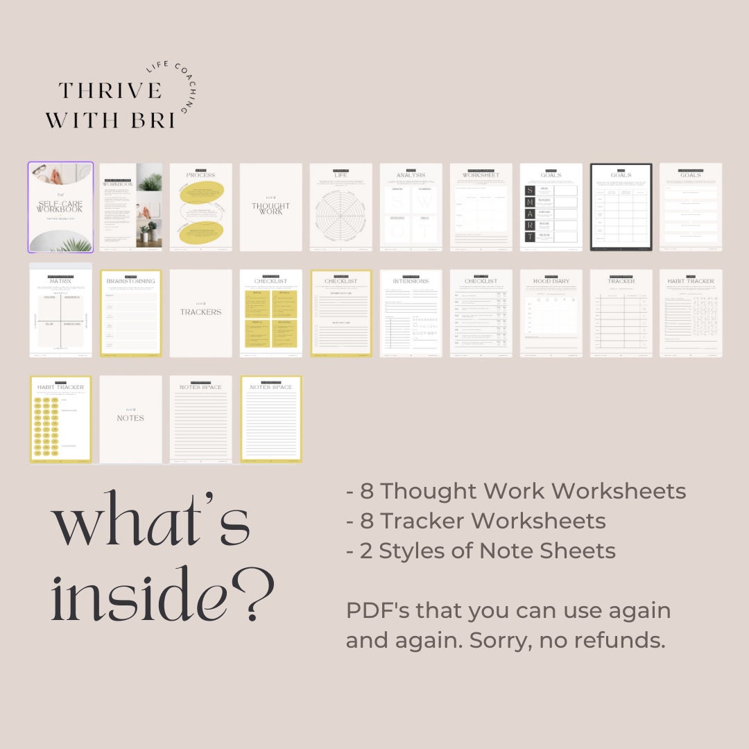 The Self-care Workbook | Health & Wellness Worksheets | Instant ...