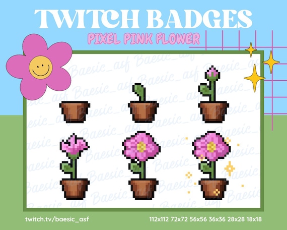 Pixel Art Pink Flower Sub Badges / Bit Badges / Cheer Badges - Etsy