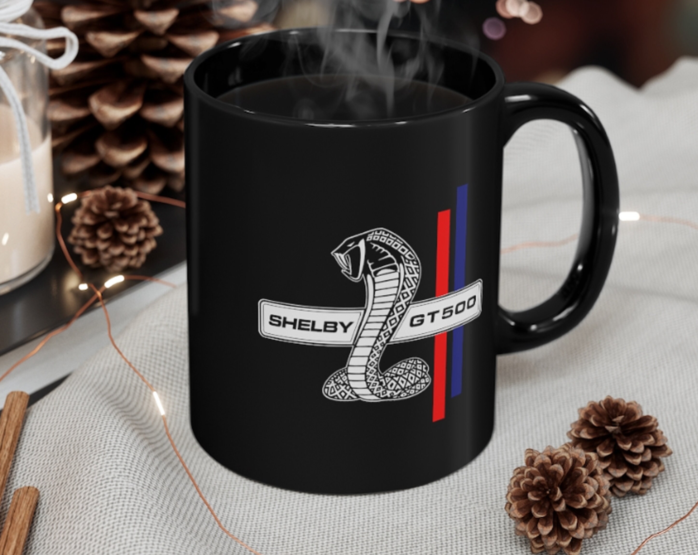 Ford Mustang Shelby GT500 Eleanor Emblem Coffee Mug, Black and White ...