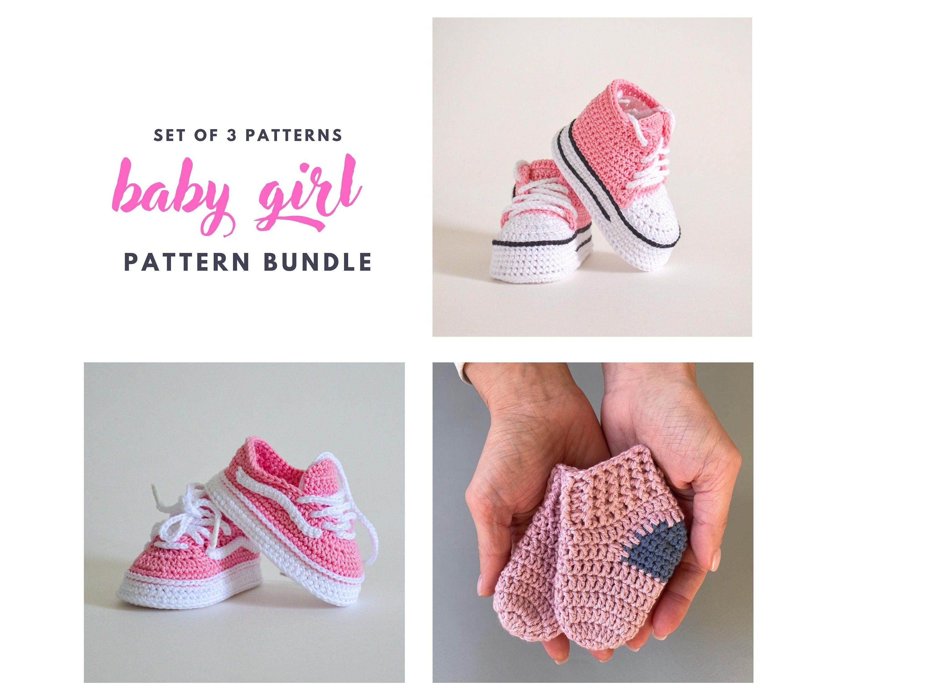 Crochet Pattern Bundle Baby Girl Booties Set of 3 Patterns - Etsy
