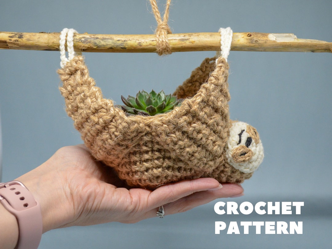 Crochet Pattern Plant Hanger, Sloth Planter Crochet Pattern, Wall ...