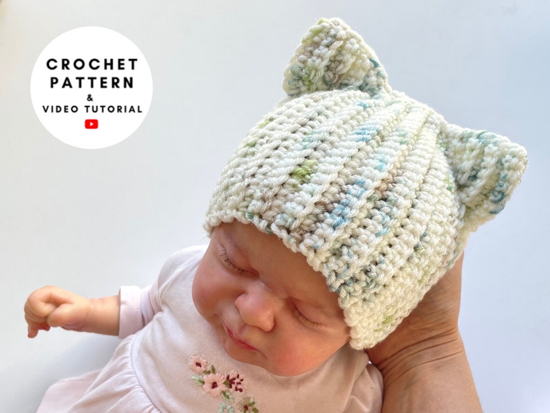 Crochet Hat Pattern Baby Cat Ear Beanie Handmade Winter - Etsy