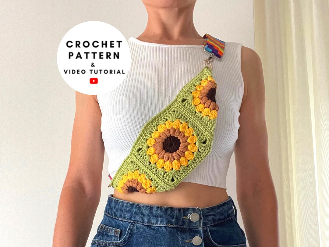 Crochet Fanny Pack Pattern, Sunflower Sling Bag, Summer Crossbody Purse ...